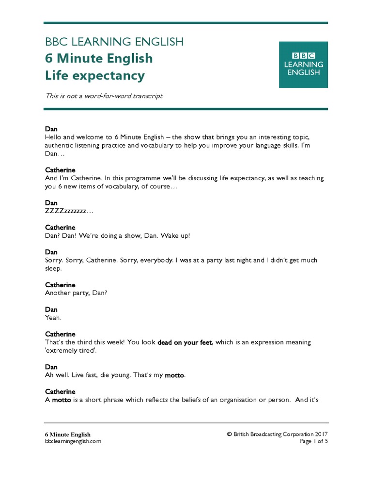 6min English Life Expectancy | PDF | Obesity | Beverages