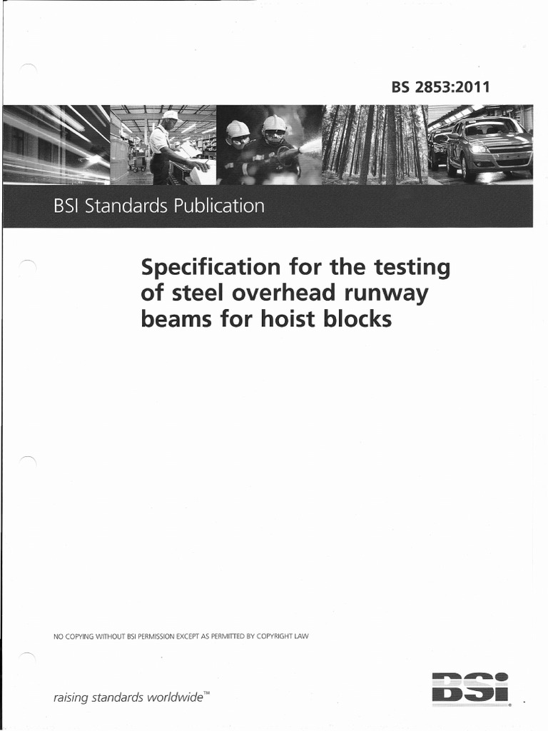 BS2853 2011 Specification For The Testing of Steel Overhead Runway ...