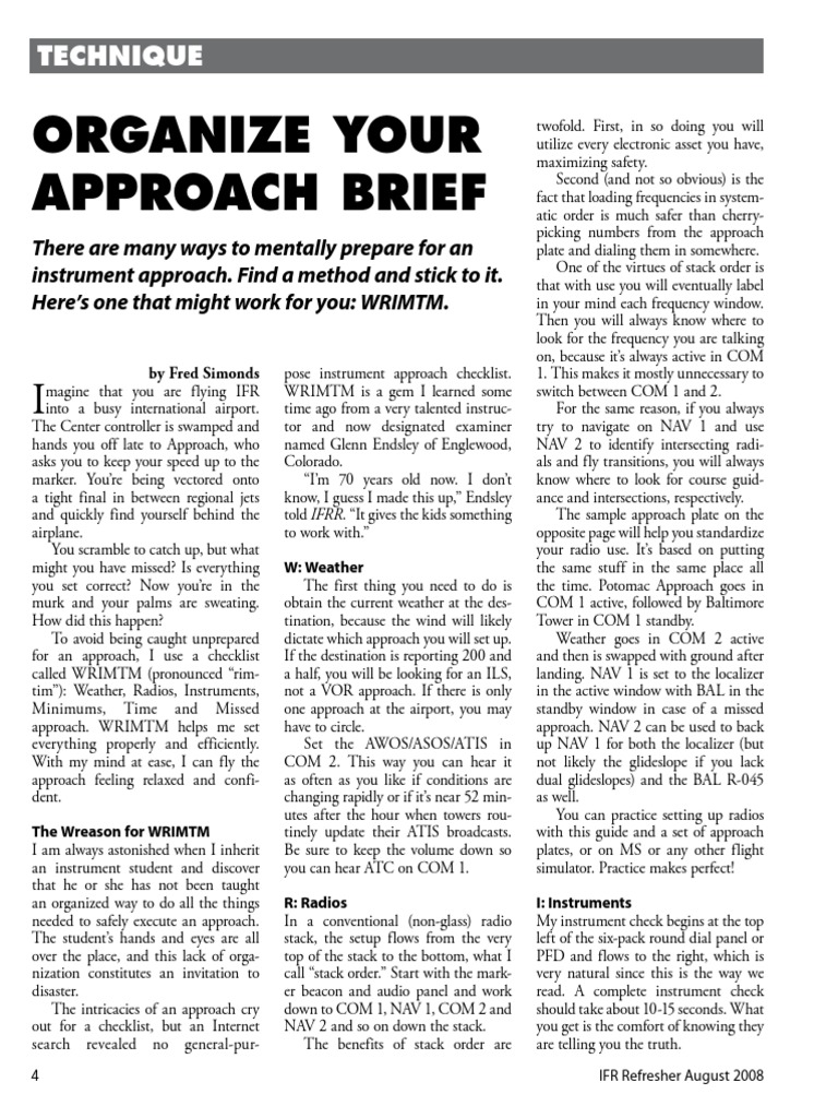 Organize Your Approach Brief PDF | PDF | Aerospace Engineering | Aviation