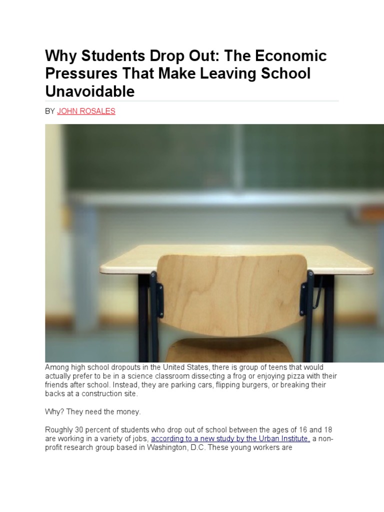 Why Students Drop Out | PDF | High School Dropouts | Poverty Threshold