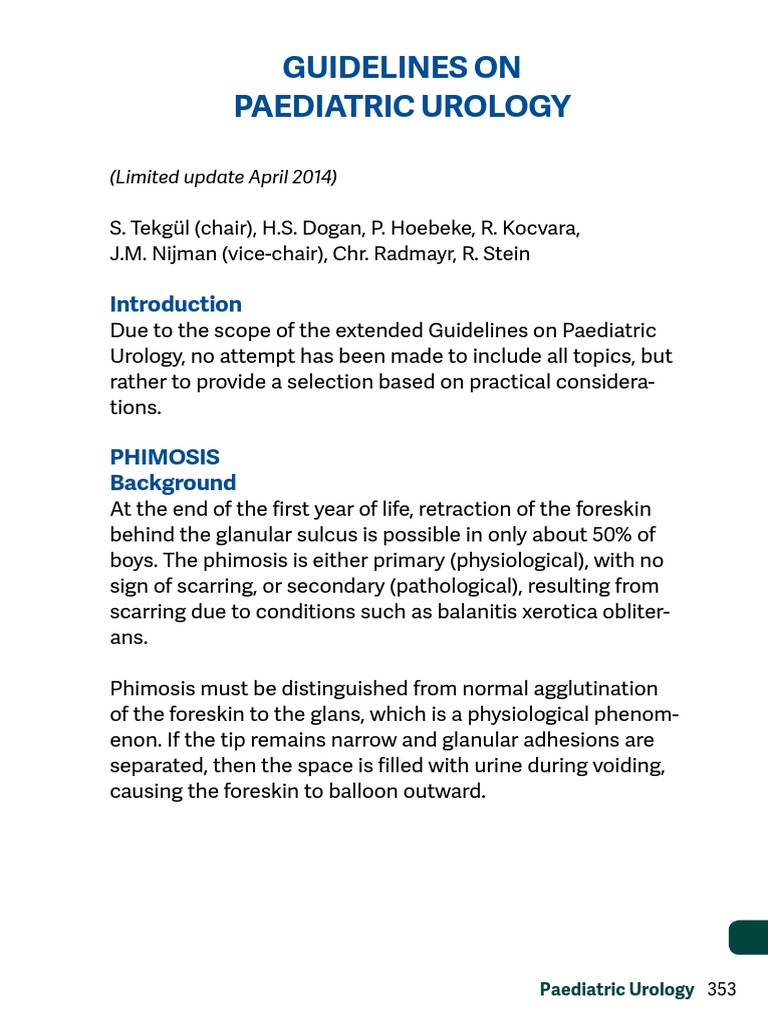 Guidelines On Paediatric Urology: (Limited Update April 2014) | PDF