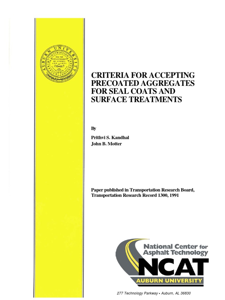 Criteria For Accepting Precoated Aggregate For Seal Coats and Surface ...