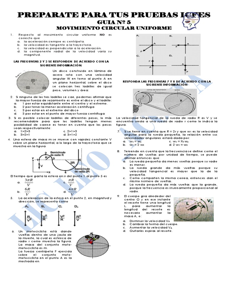 Guía ICFES: Movimiento Circular Uniforme | PDF | Aceleración | Movimiento (física)