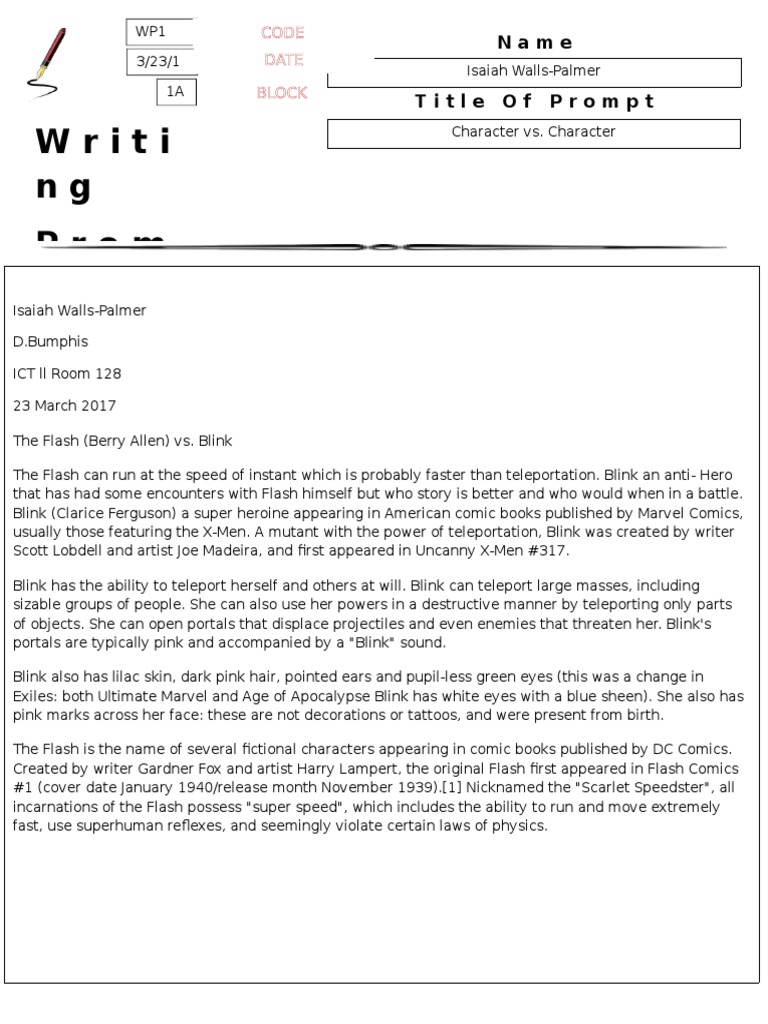 Writing Prompt 36 Docx Isaiah | PDF