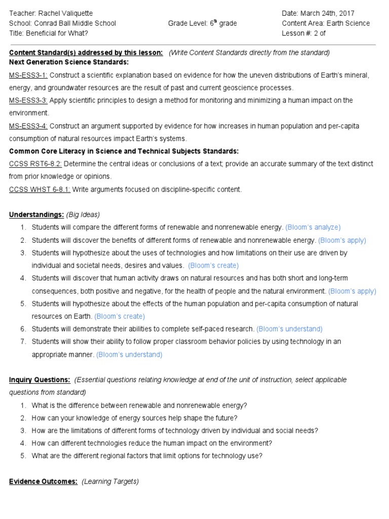 Natural Resources Lesson Plan for Kids | PDF | Resource | Science