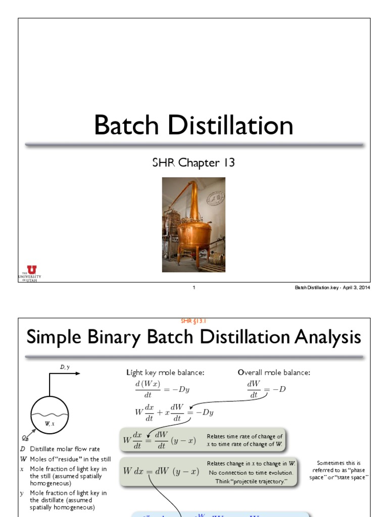 Batch Distillation | PDF | Distillation | Integral