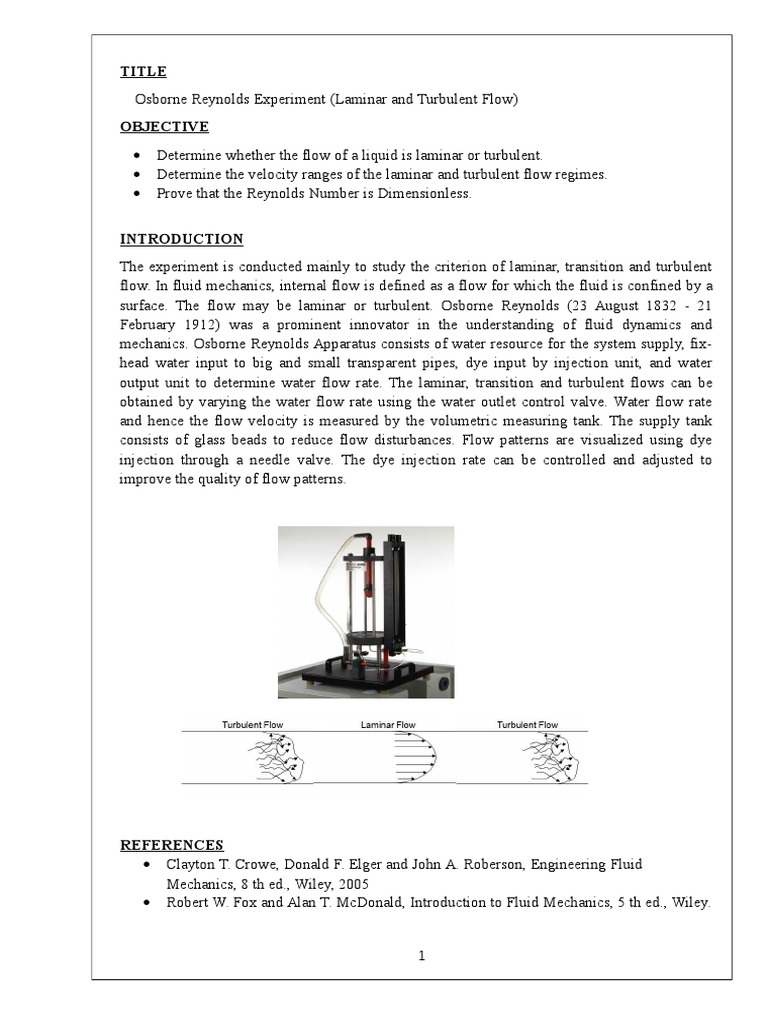 Osborne Reynolds Experiment (Laminar and Turbulent Flow) | Reynolds ...