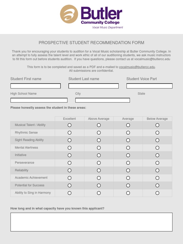 Vocal Music Student Evaluation Form | PDF