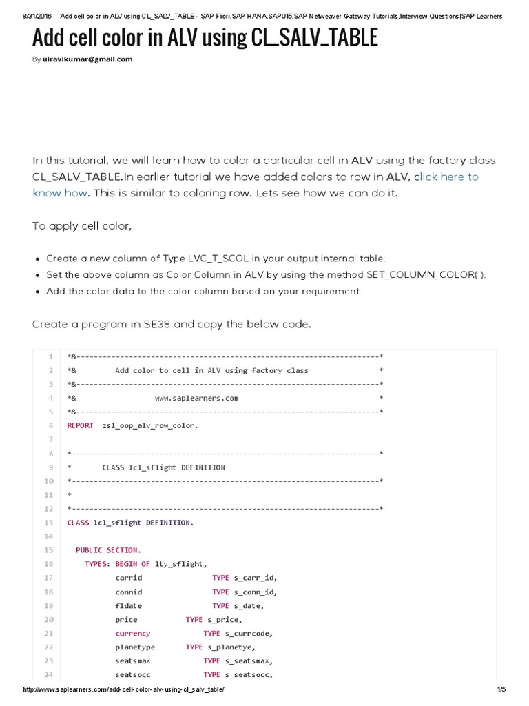 Add Cell Color in ALV Using CL - SALV - TABLE - SAP Fiori, SAP HANA ... Add Cell Color in ALV Using CL - SALV - TABLE - SAP Fiori, SAP HANA ...