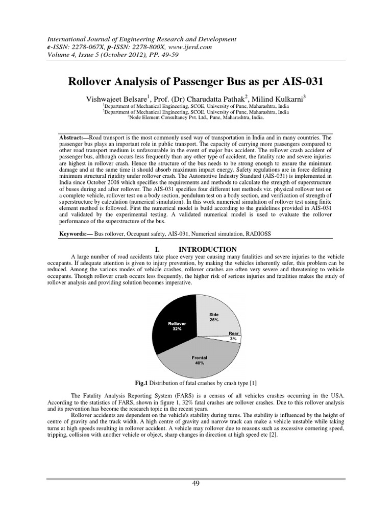 Rollover Analysis of Buses per AIS-031 | PDF | Traffic Collision ...