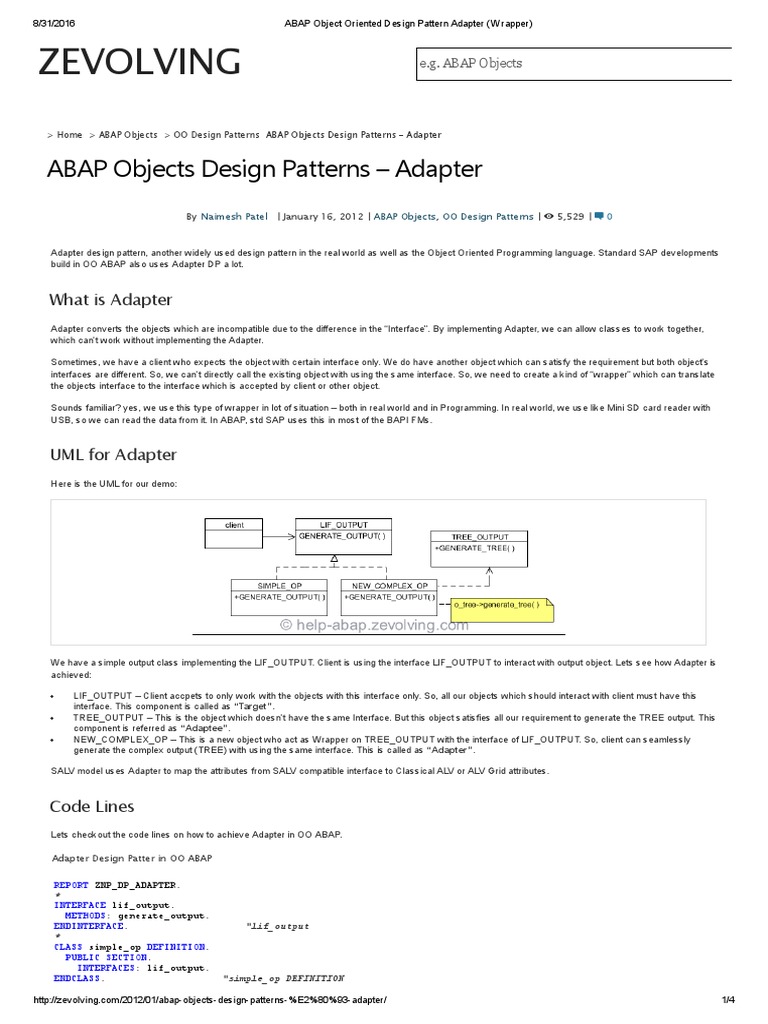 ABAP Object Oriented Design Pattern Adapter (Wrapper) | PDF | Interface ... ABAP Object Oriented Design Pattern Adapter (Wrapper) | PDF | Interface ...