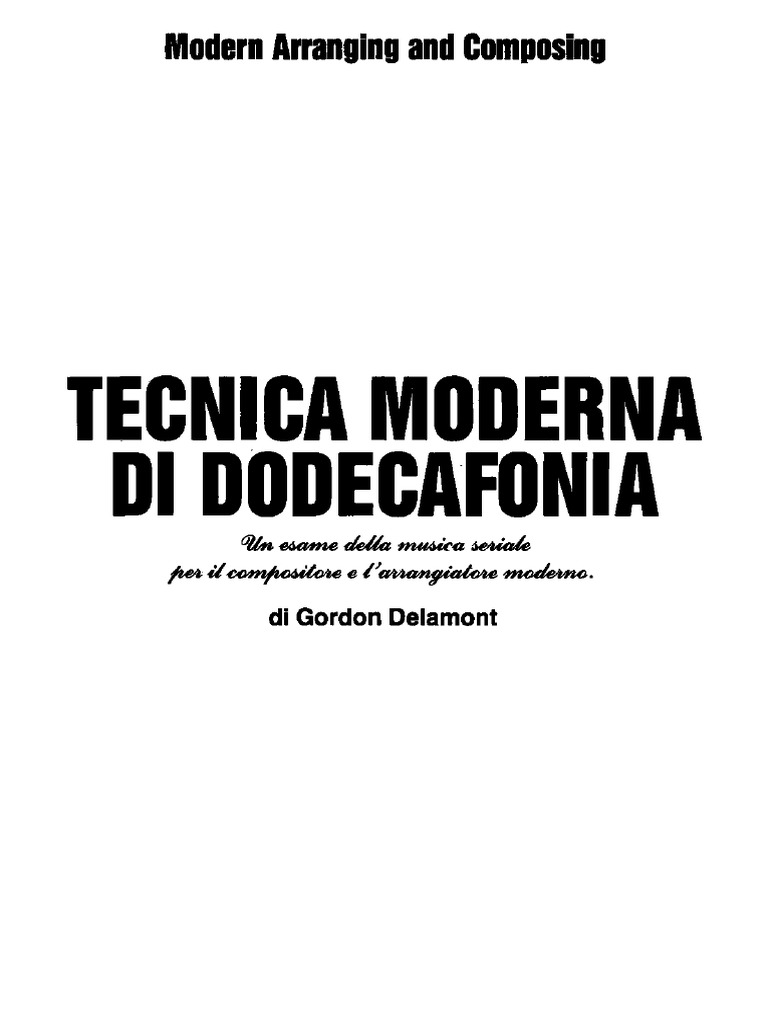 Gordon Delamont - Tecnica Moderna Di Dodecafonia PDF | PDF