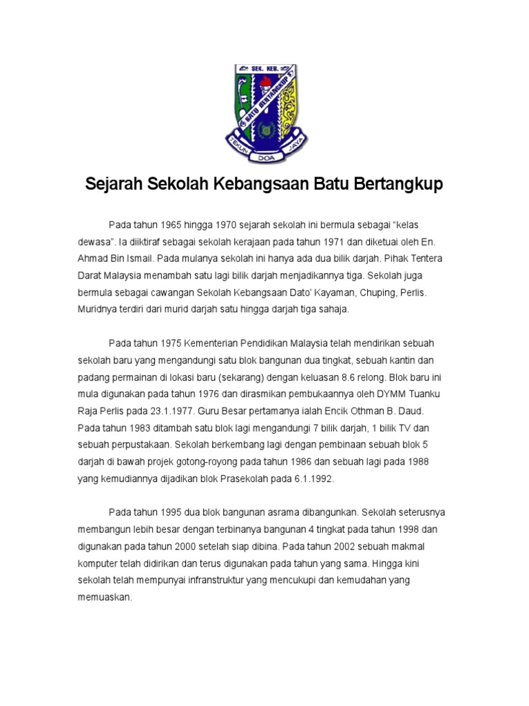 Sejarah Sekolah SKBB | PDF