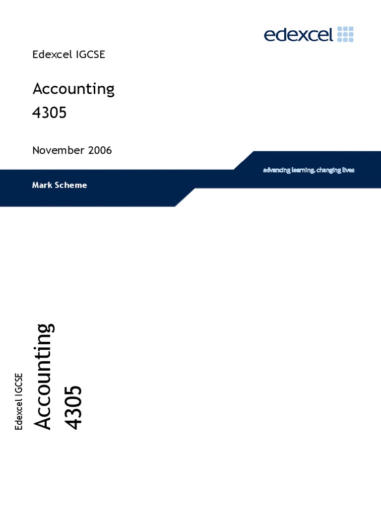 Edexcel IGCSE Accounting Mark Scheme Summary | PDF | Debits And Credits ...