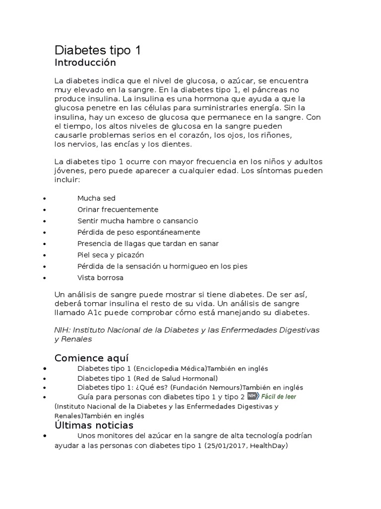 Diabetes Tipo 1 | PDF | Diabetes mellitus tipo 1 | Diabetes mellitus