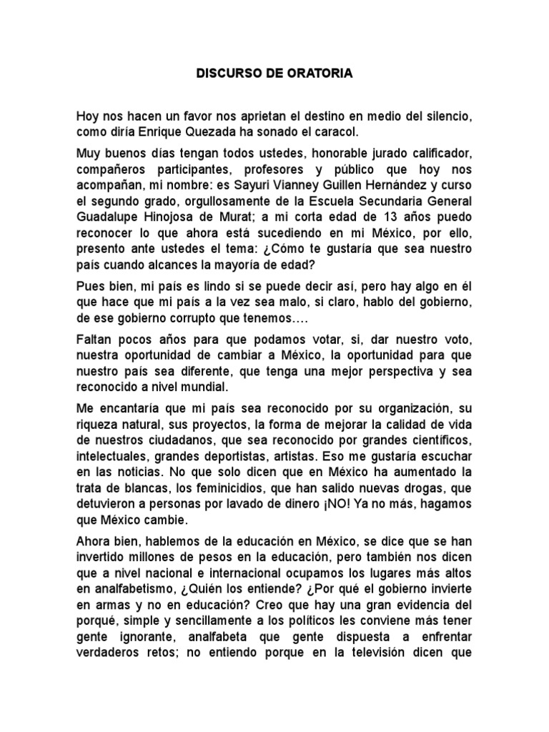 Discurso de Oratoria | PDF | México | Corrupción política