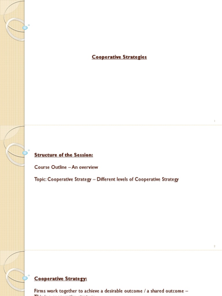 Cooperative Strategies | PDF | Strategic Management | Cooperative