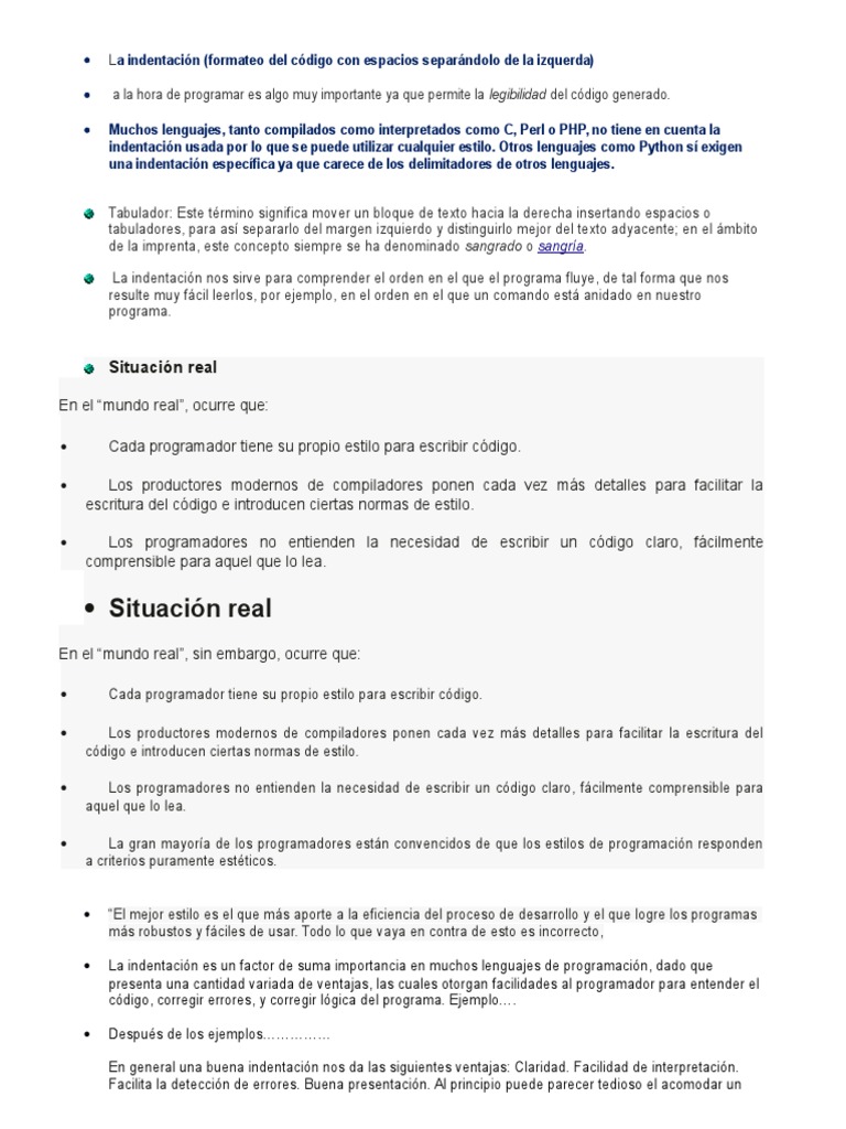 La Indentación | PDF | Lenguaje de programación | Compilador