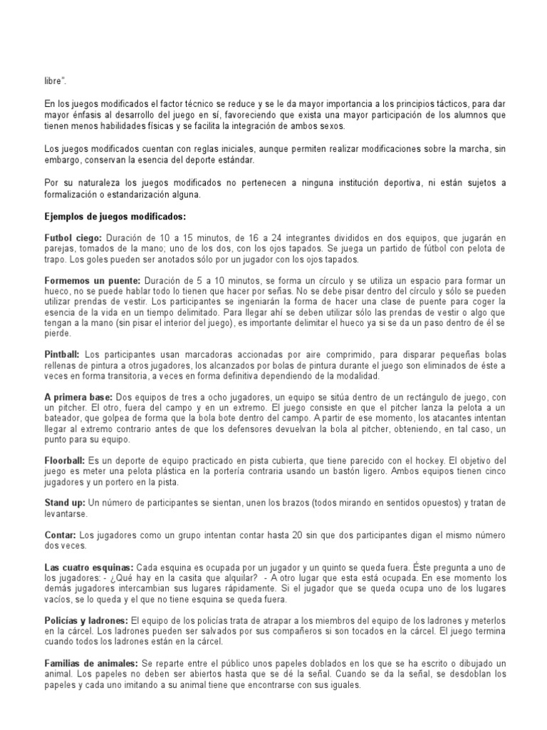 Juegos Modificados Pdf Lanzador Asociación De Futbol