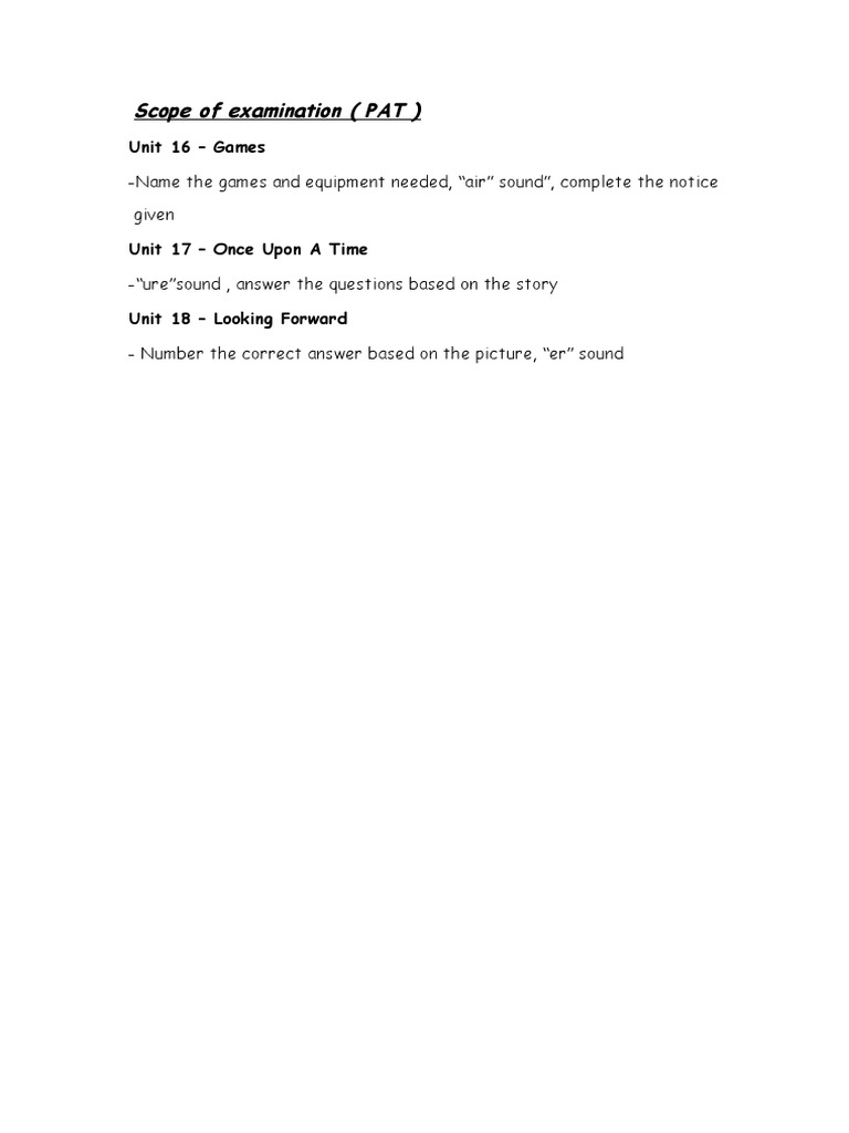 Scope of Examination (Unit 16-18) | PDF