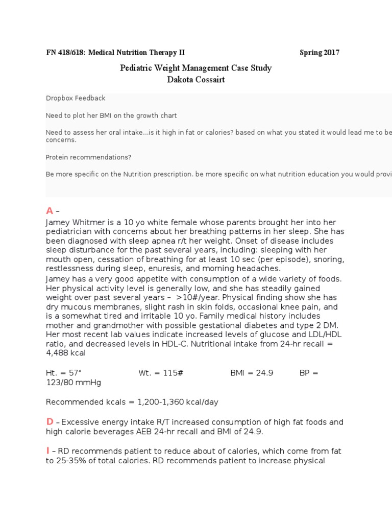 Pediatric Weight Management Through Nutrition Therapy and Lifestyle ...