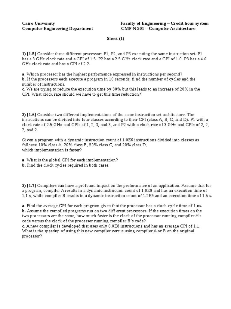 Sheet 1 | PDF | Instruction Set | Central Processing Unit