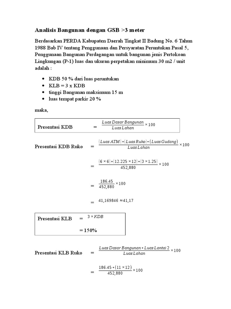 Analisis Bangunan Dengan GSB | PDF
