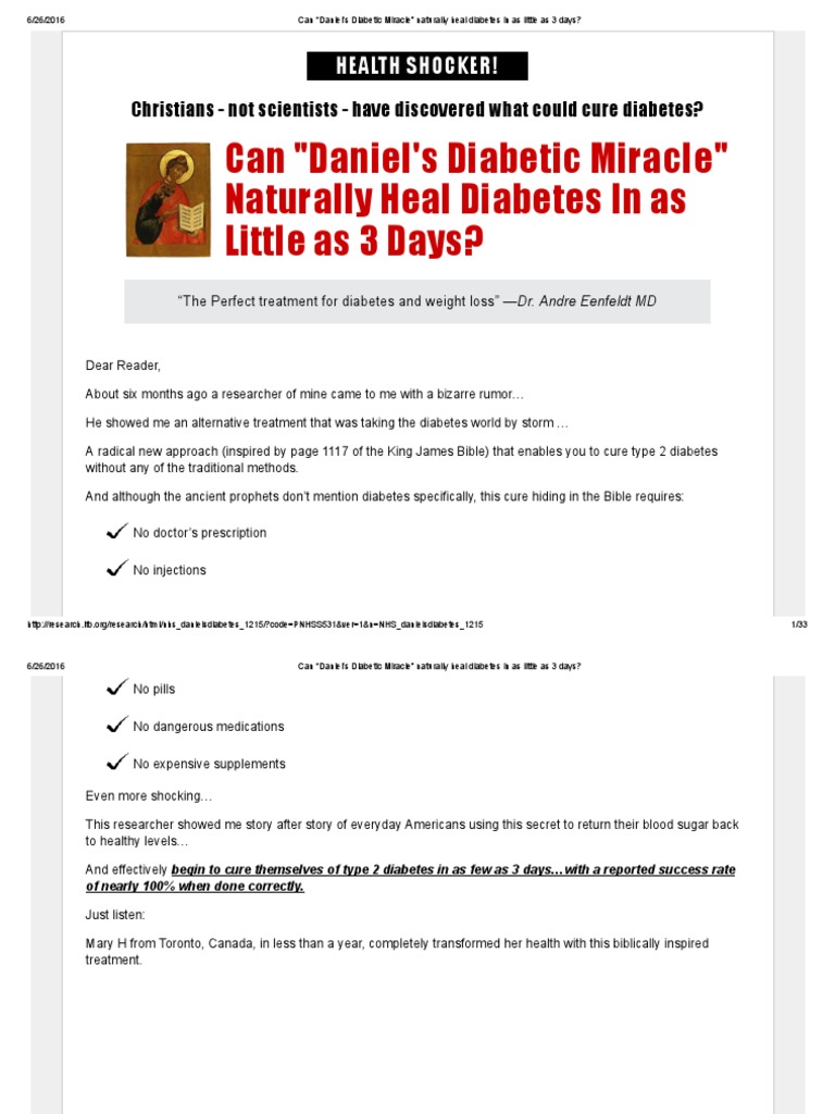 Can "Daniel's Diabetic Miracle" Naturally Heal Diabetes in As Little As ...