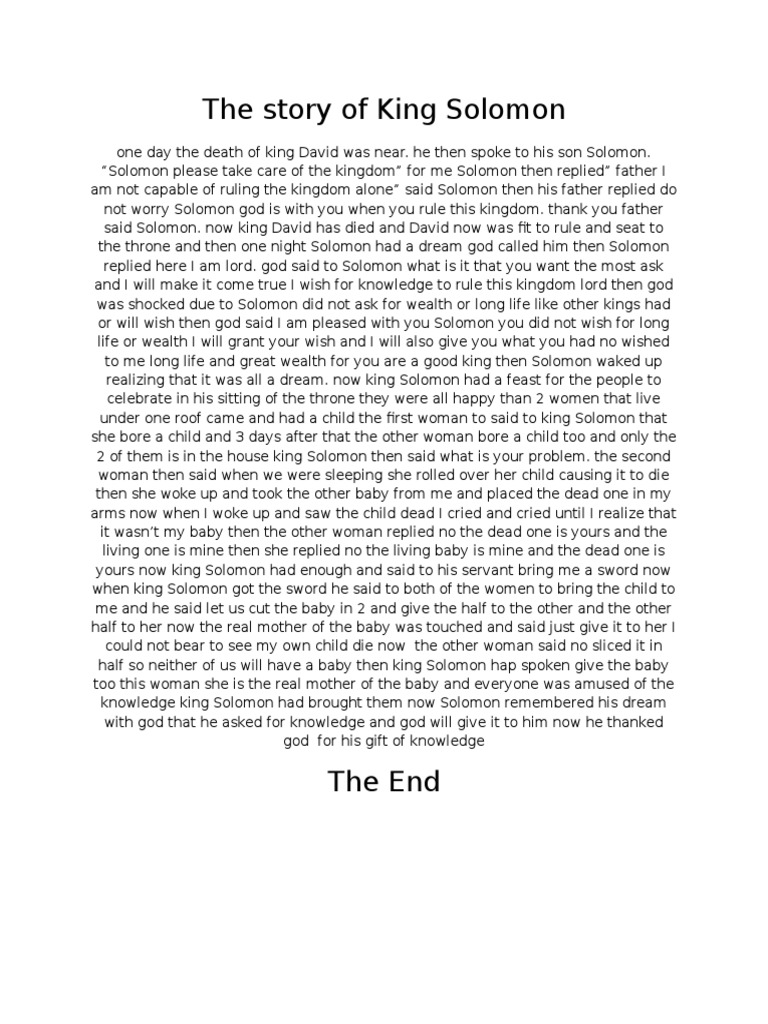 The Story of King Solomon | PDF | Solomons