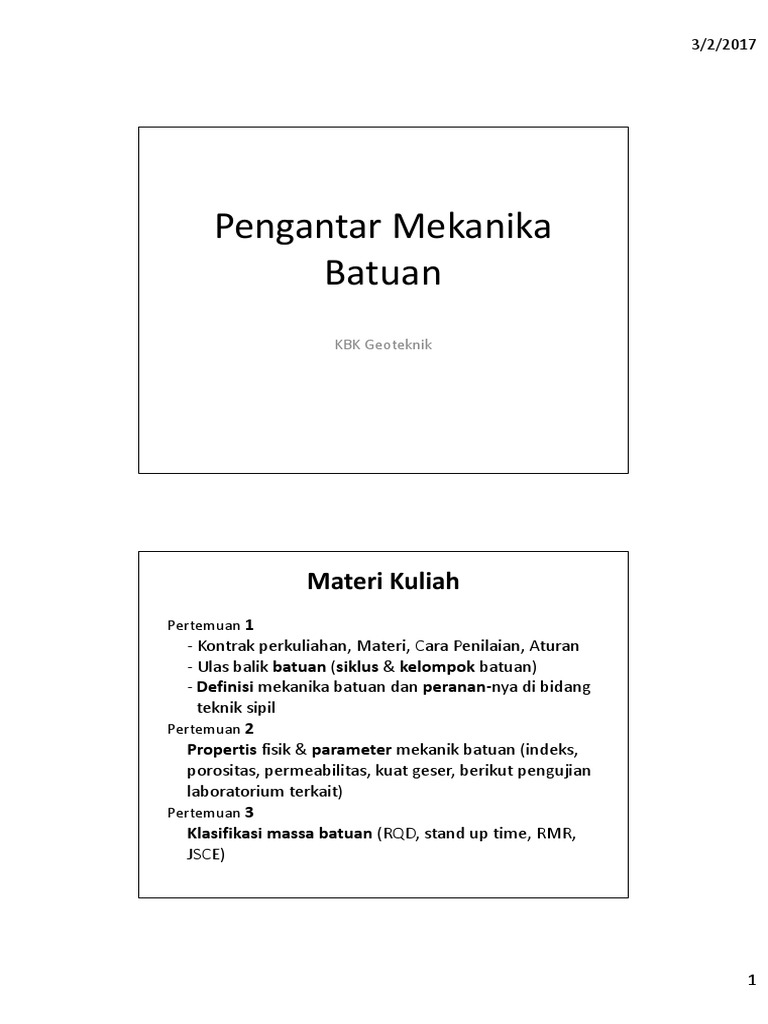 01 MekBat Pendahuluan Handout | PDF