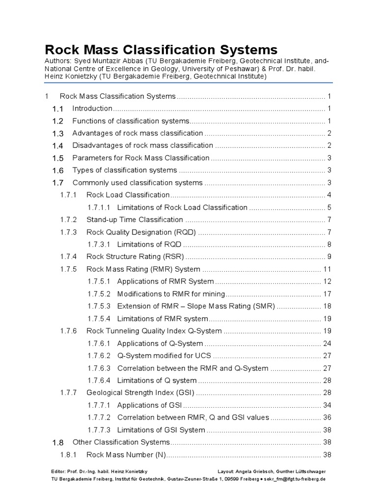 10 Rock Mass Classification Systems | PDF | Structural Geology | Geology