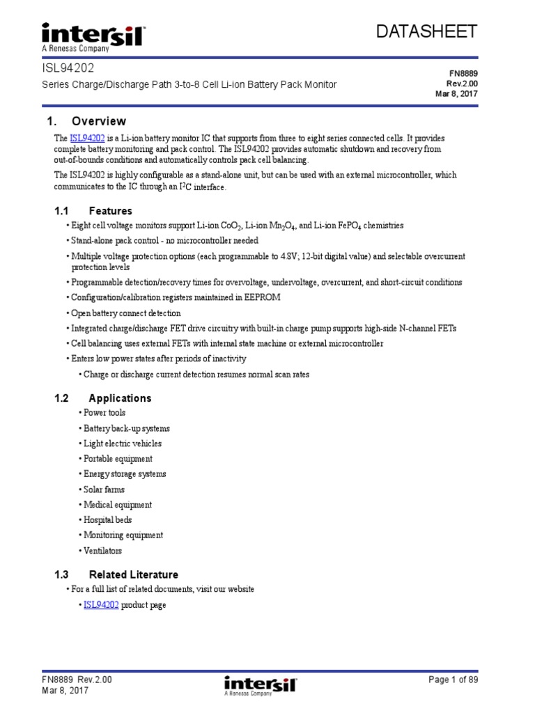 Isl 94202 | PDF | Field Effect Transistor | Battery (Electricity)