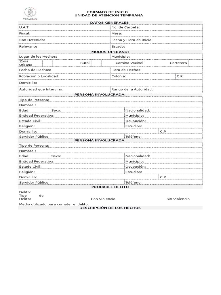 Formato de Carpeta de Investigacion Inicio IM 01 UAT | PDF