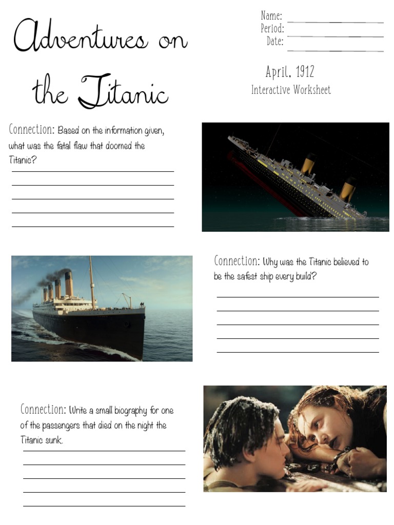 Titanic Tragedy: Interactive Worksheet | PDF | Rms Titanic | Icebergs