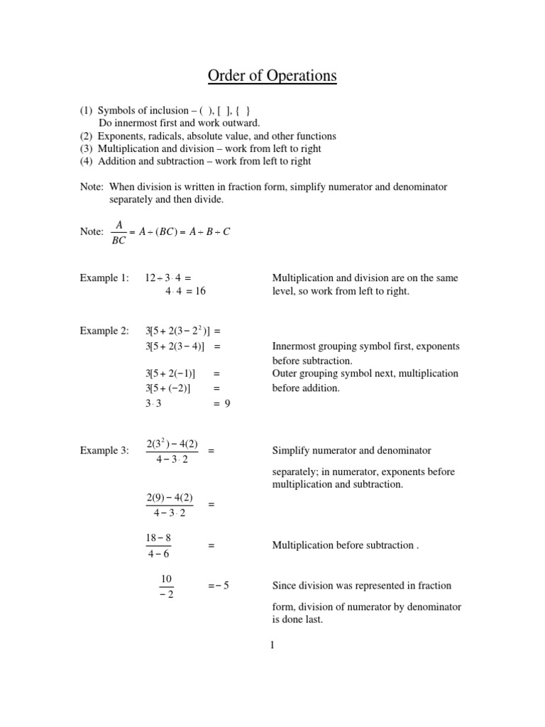 Order of Operations PDF | PDF
