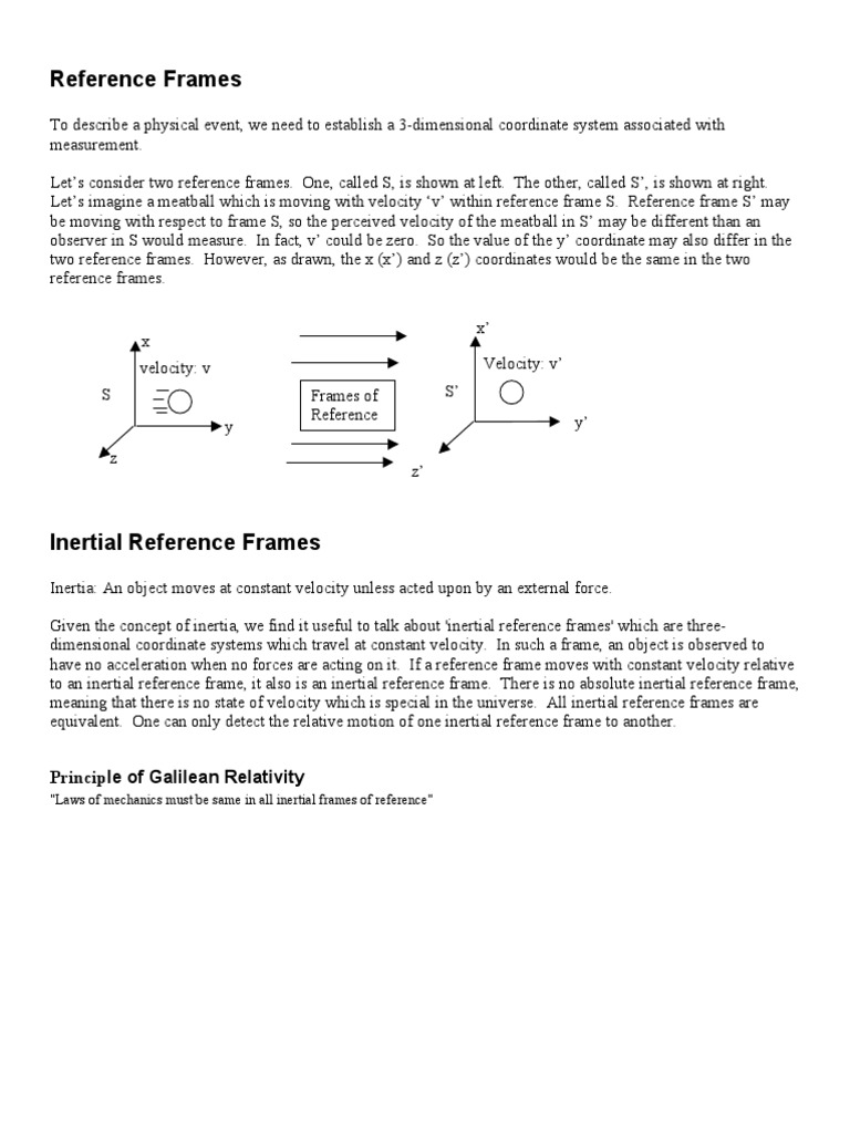 Reference Frames: Principle of Galilean Relativity | PDF | Gravity ...