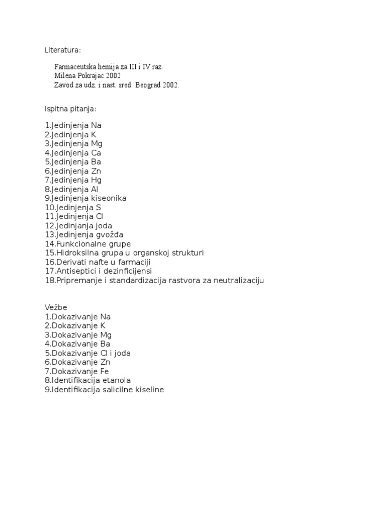 Farmaceutska Hemija | PDF