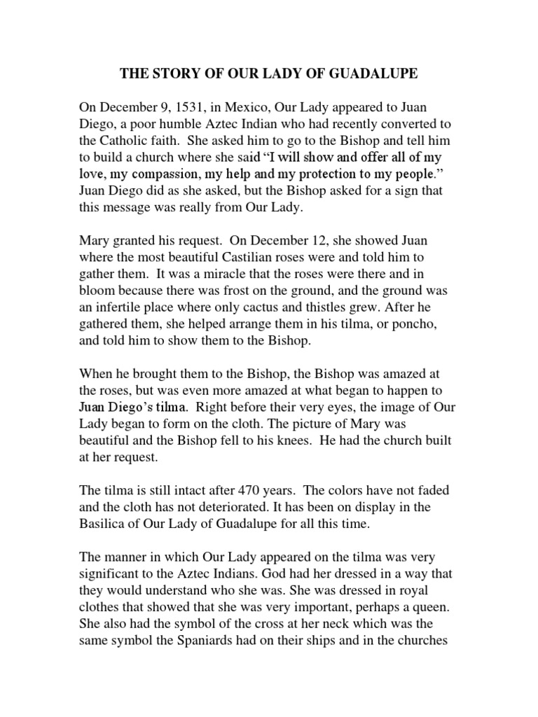 The Story of Our Lady of Guadalupe | PDF | Religious Behaviour And ...