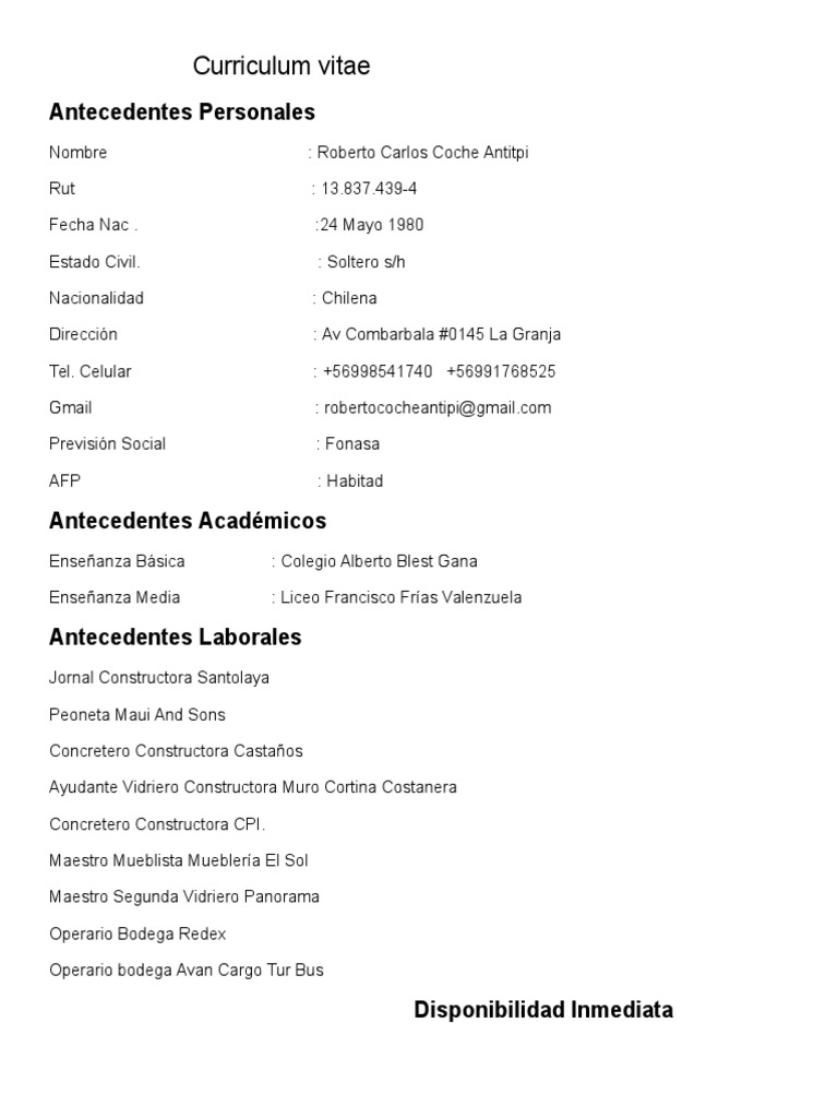 Curriculum Vitae Tito | PDF