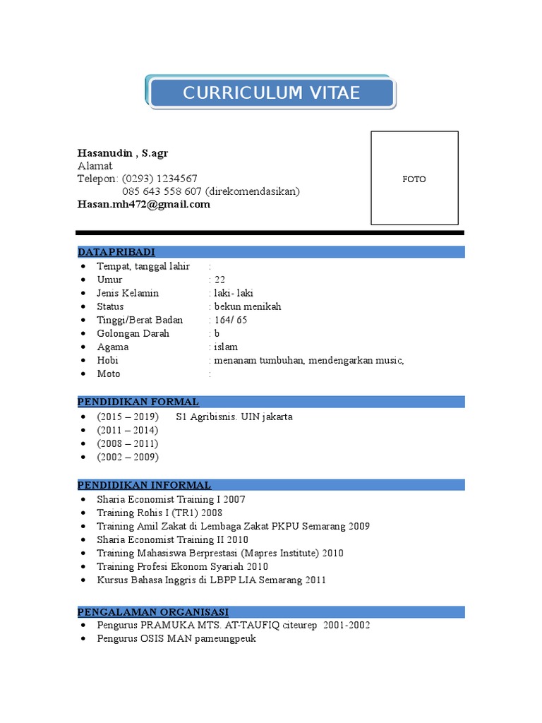 Form Kosong CV | PDF