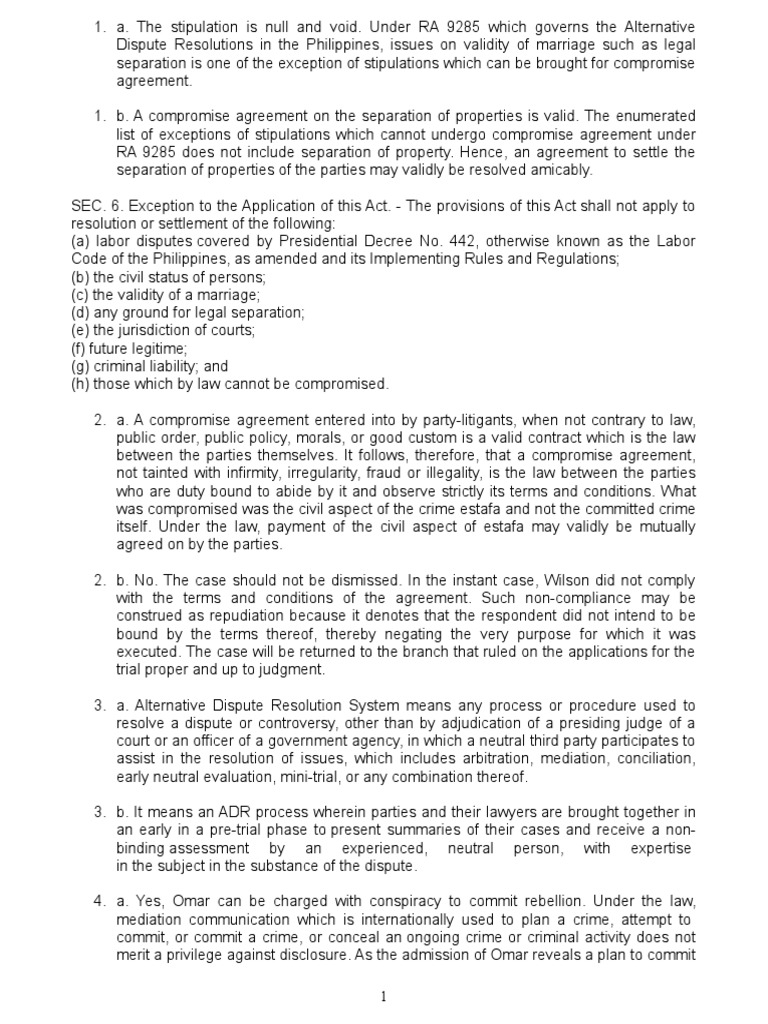 Adr Previous Exam Answers | PDF | Mediation | Arbitration