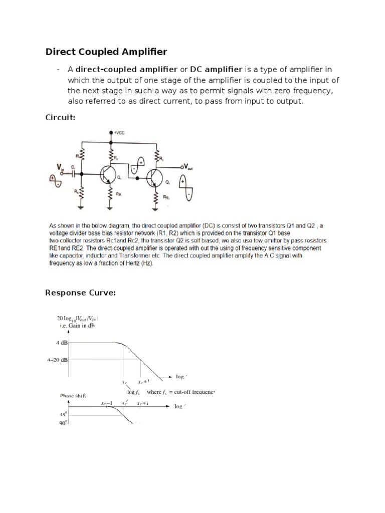 Comparing Coupling Methods in Multistage Amplifiers: Direct, RC, Transformer, and Filter ...