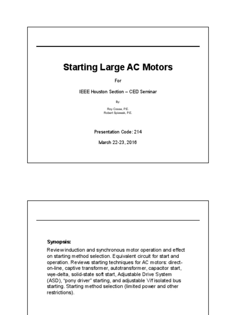 Starting Techniques for Large AC Motors | PDF | Engines | Rotating Machines