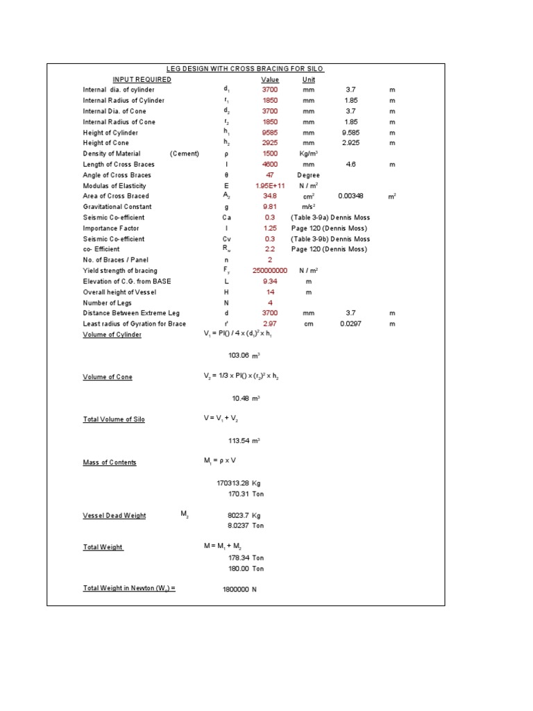 Calc Leg Check of Cross Bracing | PDF | Mechanical Engineering | Geometry