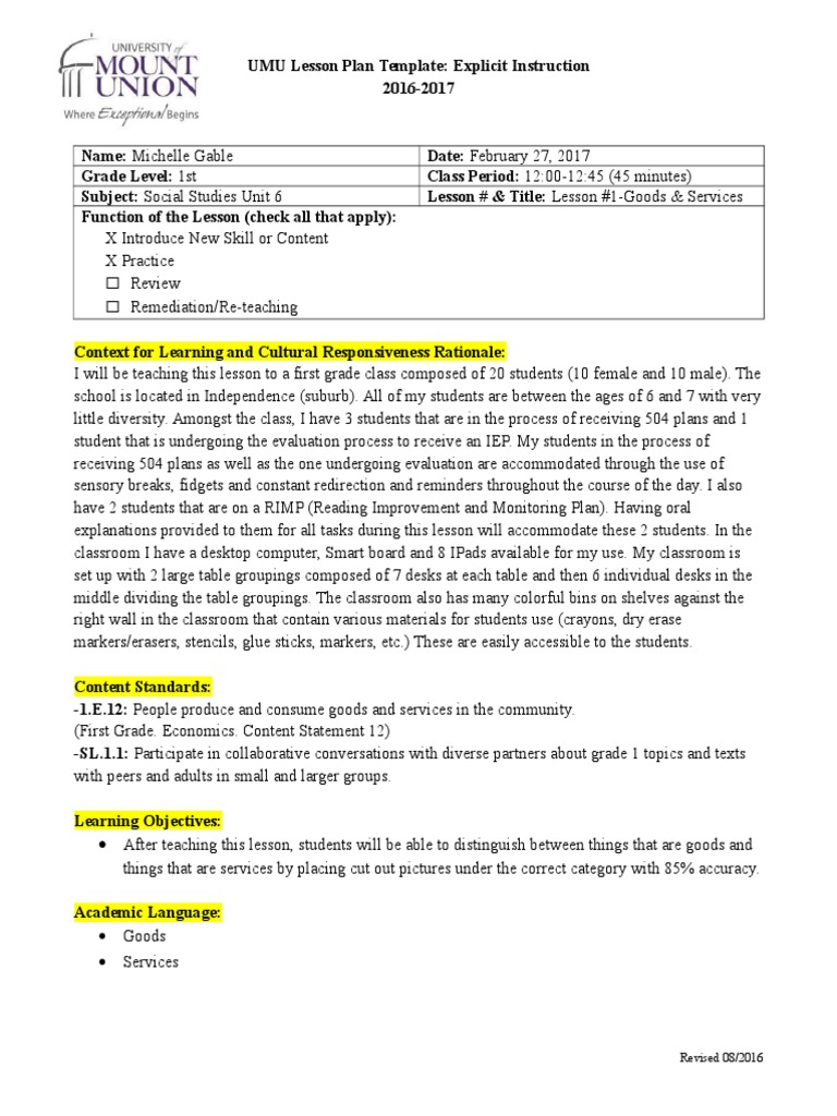 First Grade Lesson on Goods and Services | PDF | Wellness