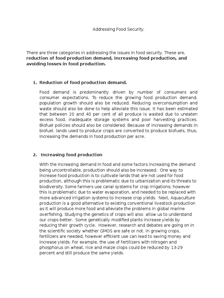 Strategies for Food Security Solutions | PDF | Food Security | Natural ...
