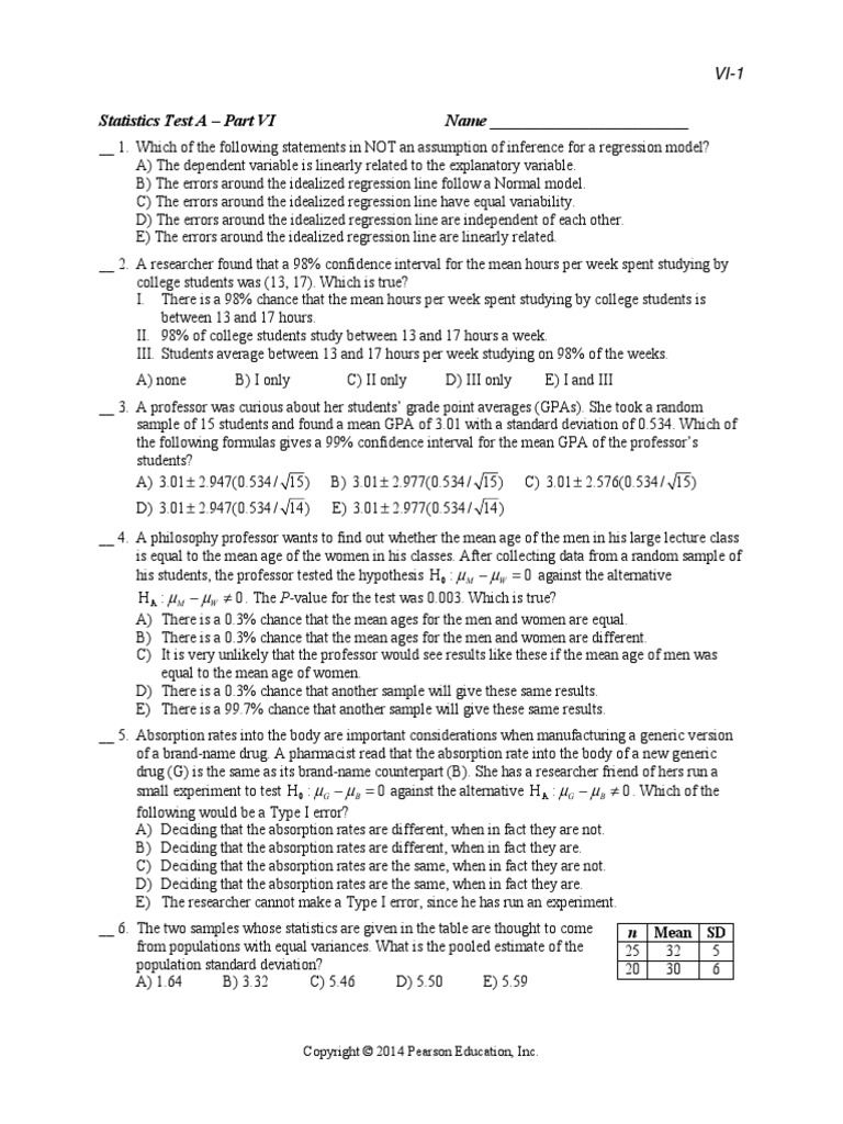 Test Bank For Intro Stats 4th Edition by Veaux | PDF | Statistical ...