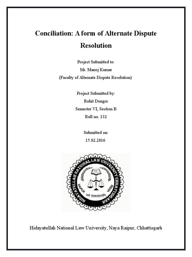Conciliation in Alternate Dispute Resolution | PDF | Alternative ...
