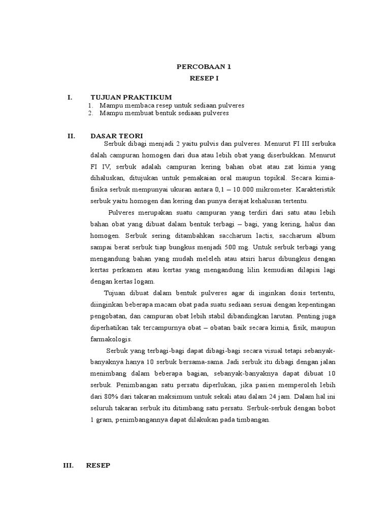RESEP PULVERES | PDF