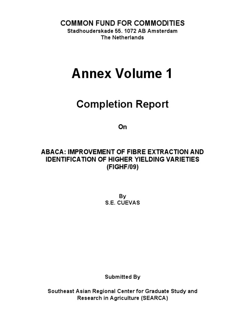 EVAL Cluster Philippines Vol1-Abaca | PDF | Agriculture | Agriculture